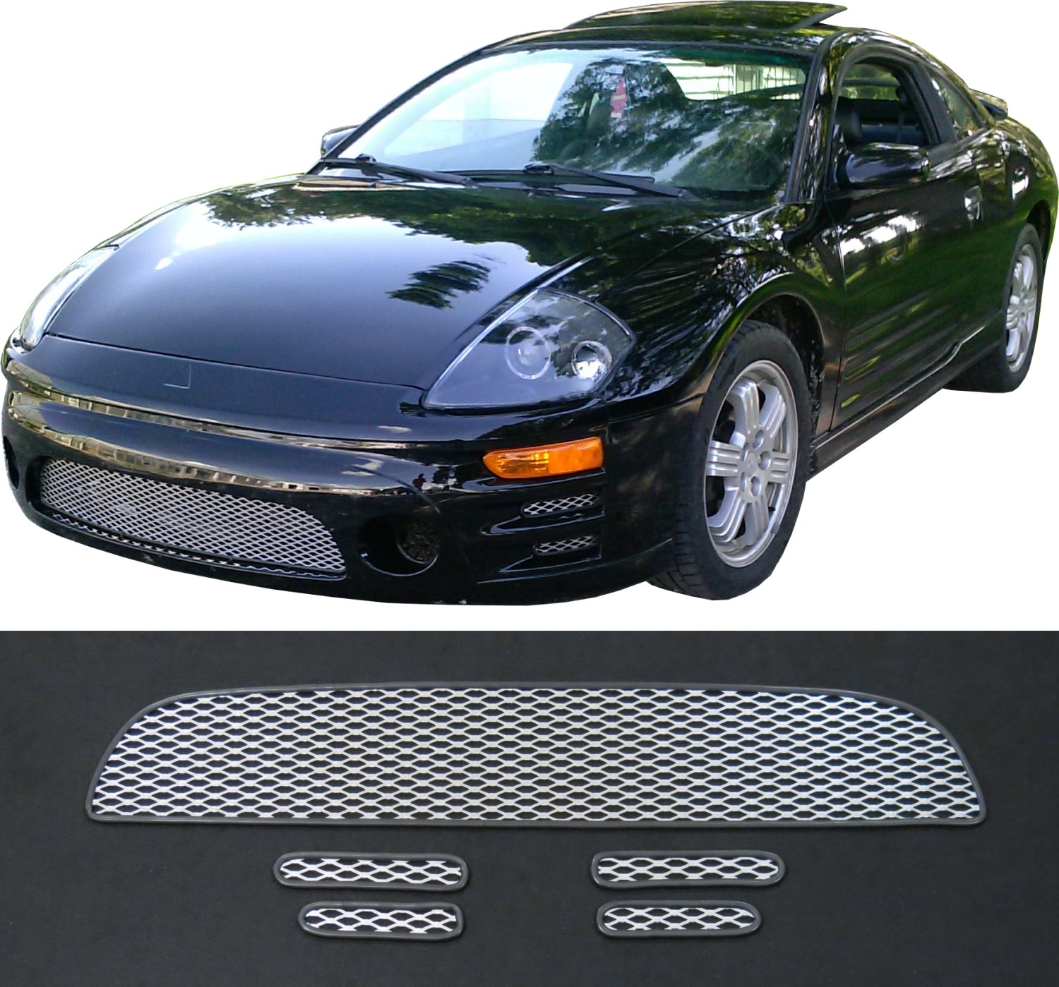 CCG MESH GRILL INSERTS FOR 03-05 MITSUBISHI ECLIPSE 5 PIECE PRECUT ...